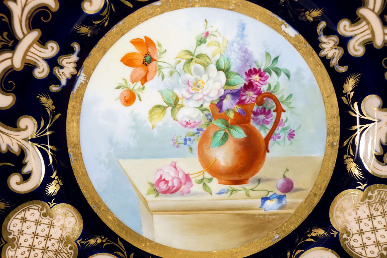 Set of 12 Cauldon Hand-Painted "Flower Arrangement" Dessert Plates ...