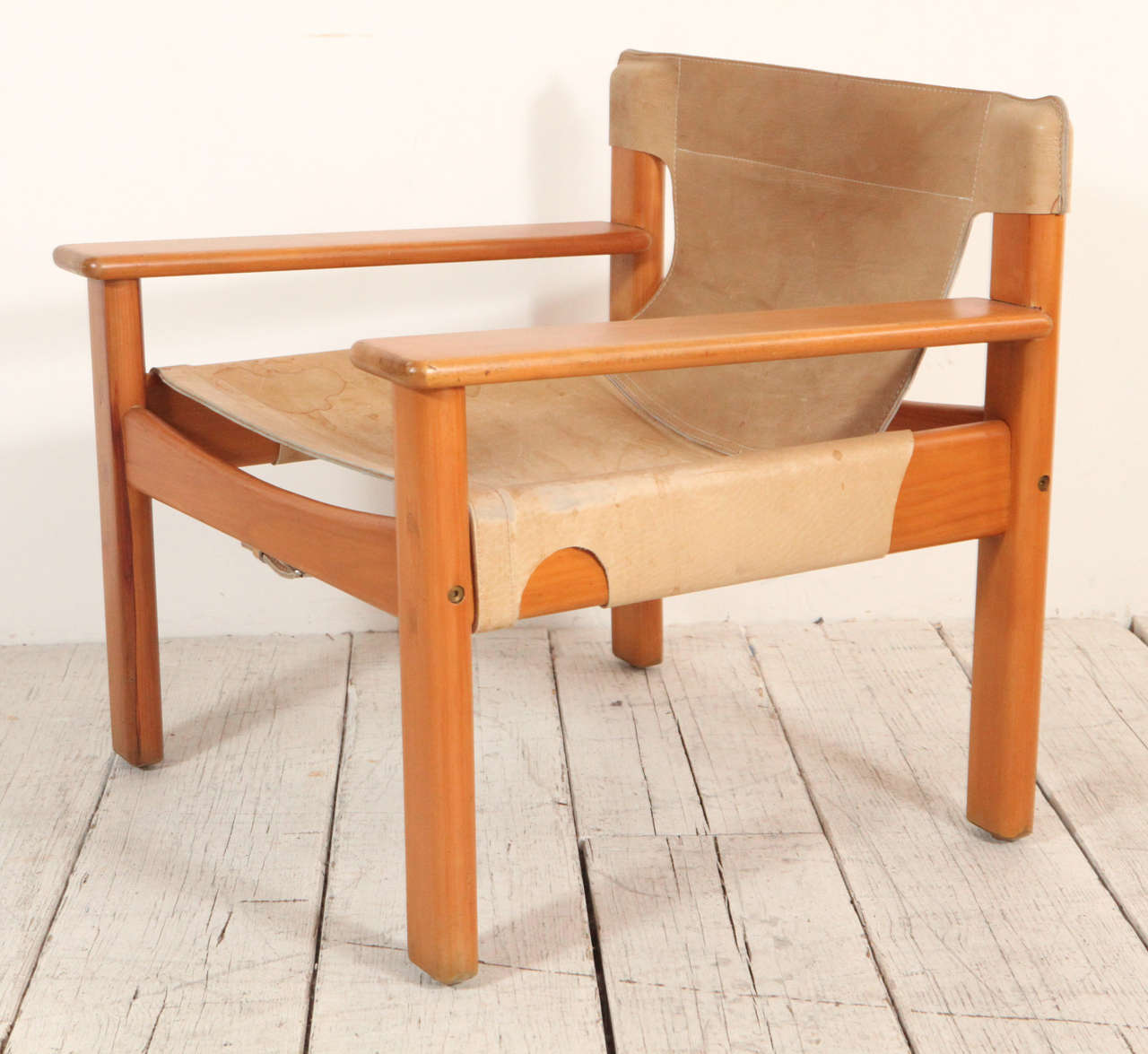 Leather and Wood Spanish Style Chairs, Cream Leather at 1stDibs