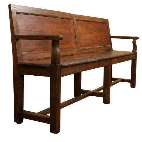 Antique French Six-Leg Panel Back Bench at 1stDibs