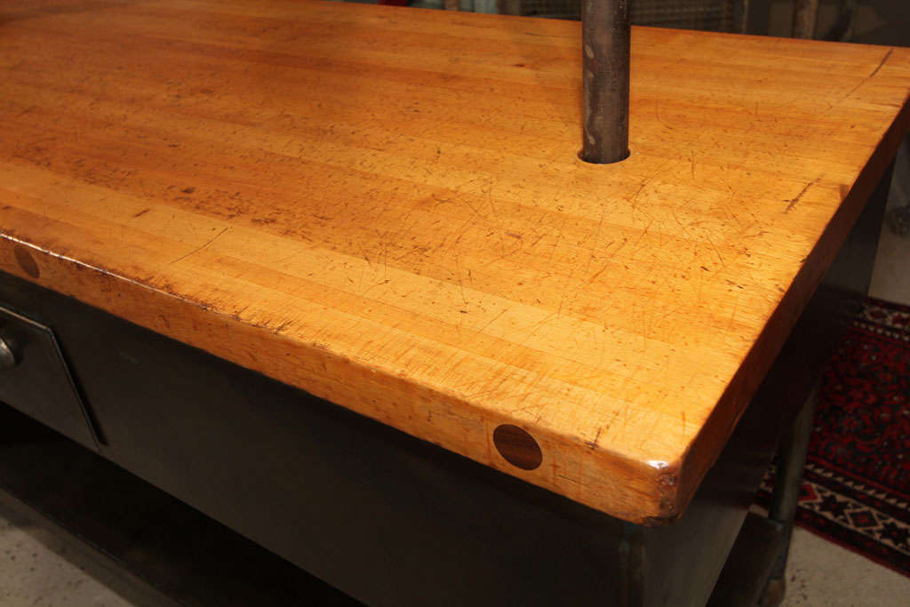 Butcher Block Pot Rack Table at 1stDibs