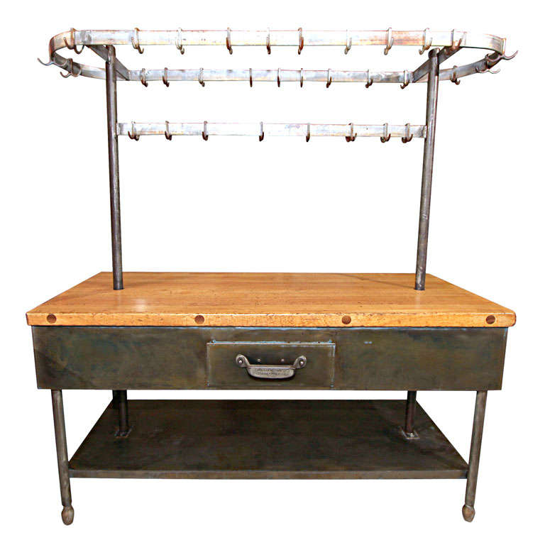 Butcher Block Pot Rack Table at 1stDibs