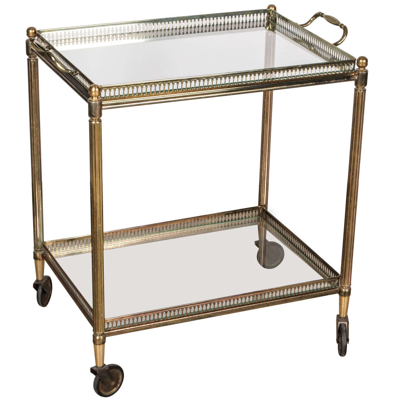 French Brass Bar Cart with Removable Tray at 1stDibs