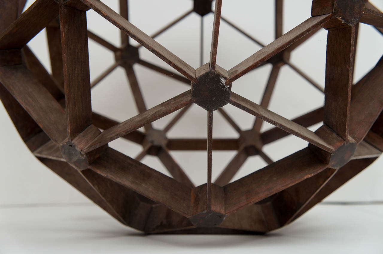 Hand Carved Mahogany Geodesic Sphere For Sale at 1stDibs