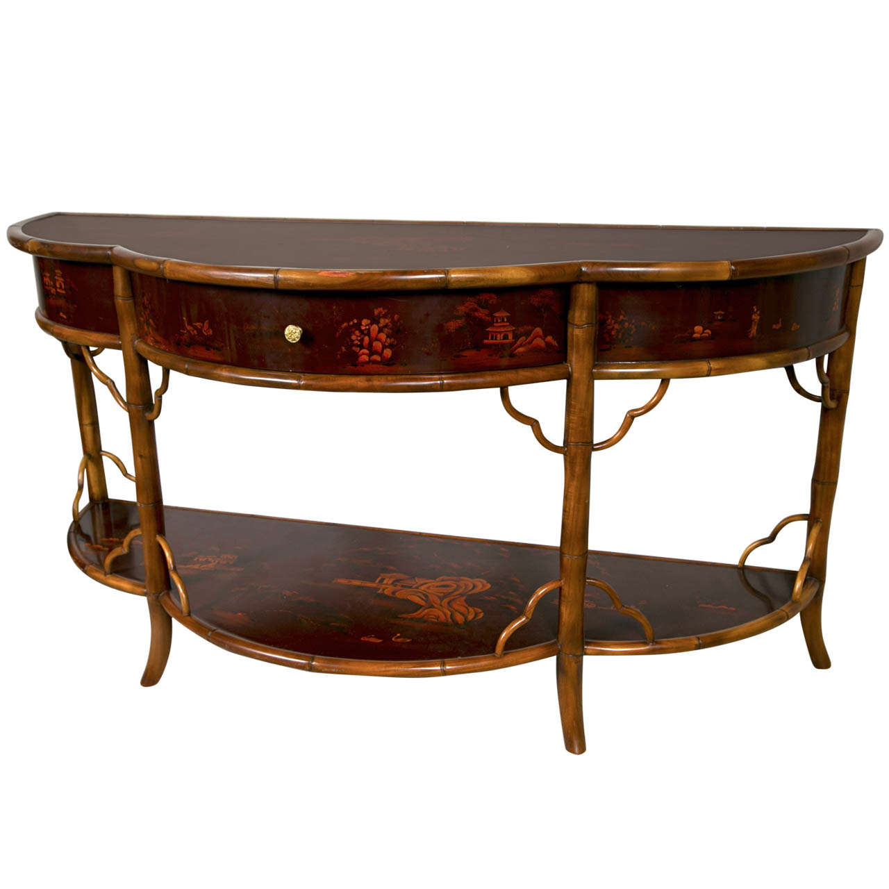 Chinoiserie Style Faux Bamboo Console Table at 1stDibs