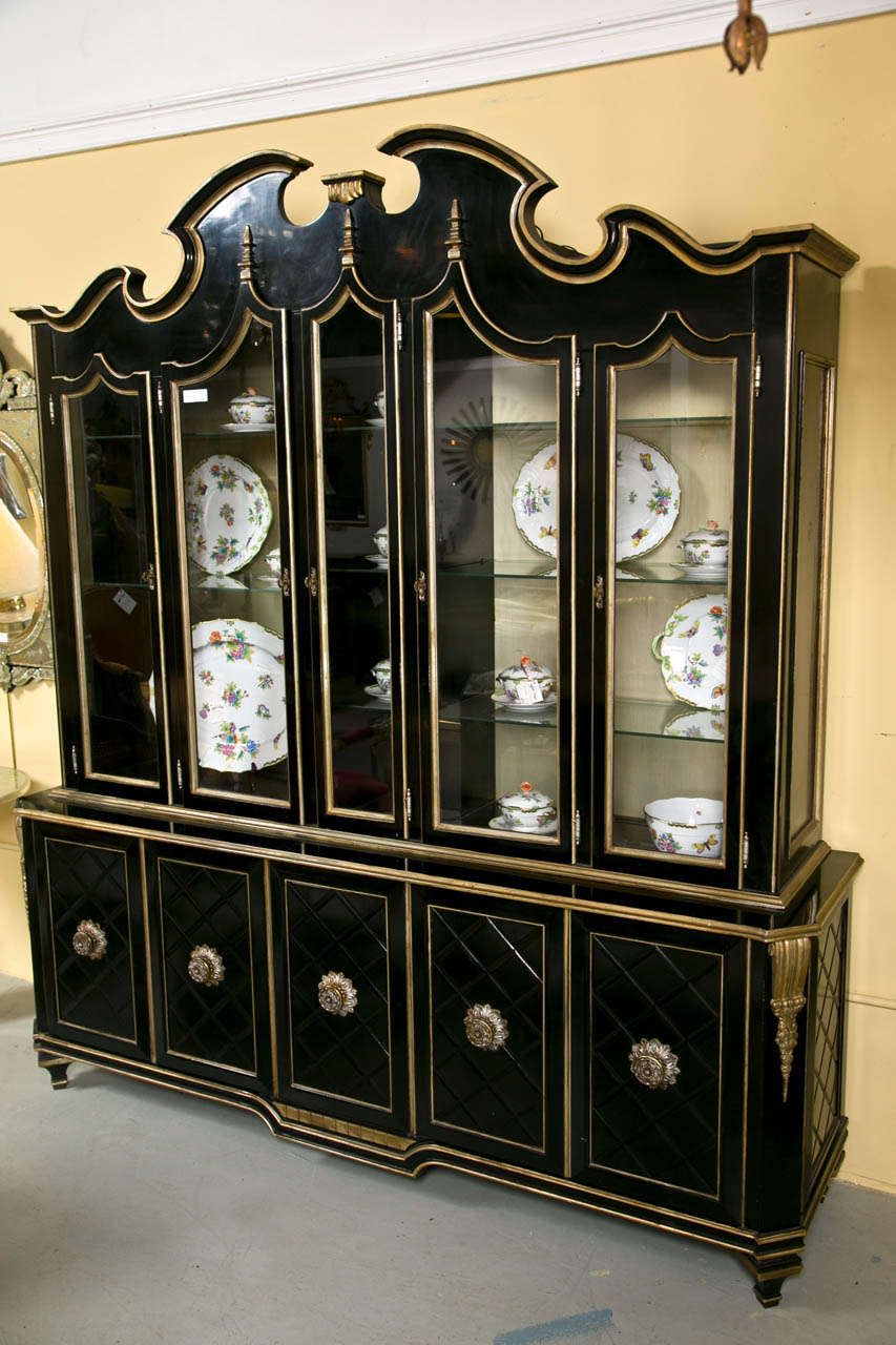 Hollywood Regency Style Ebonized Breakfront Grosfeld House at 1stDibs