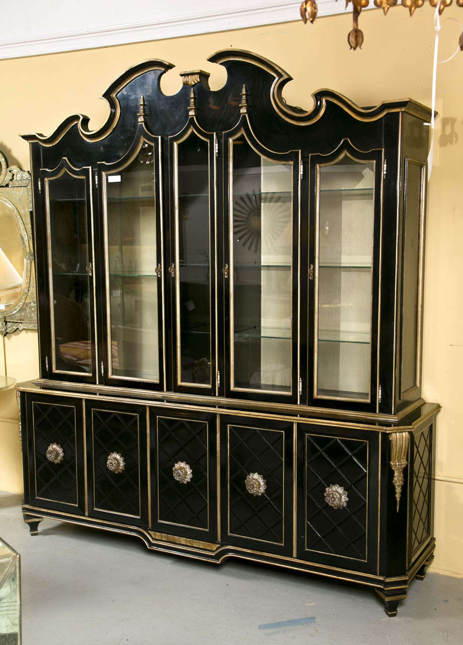 Hollywood Regency Style Ebonized Breakfront Grosfeld House at 1stDibs