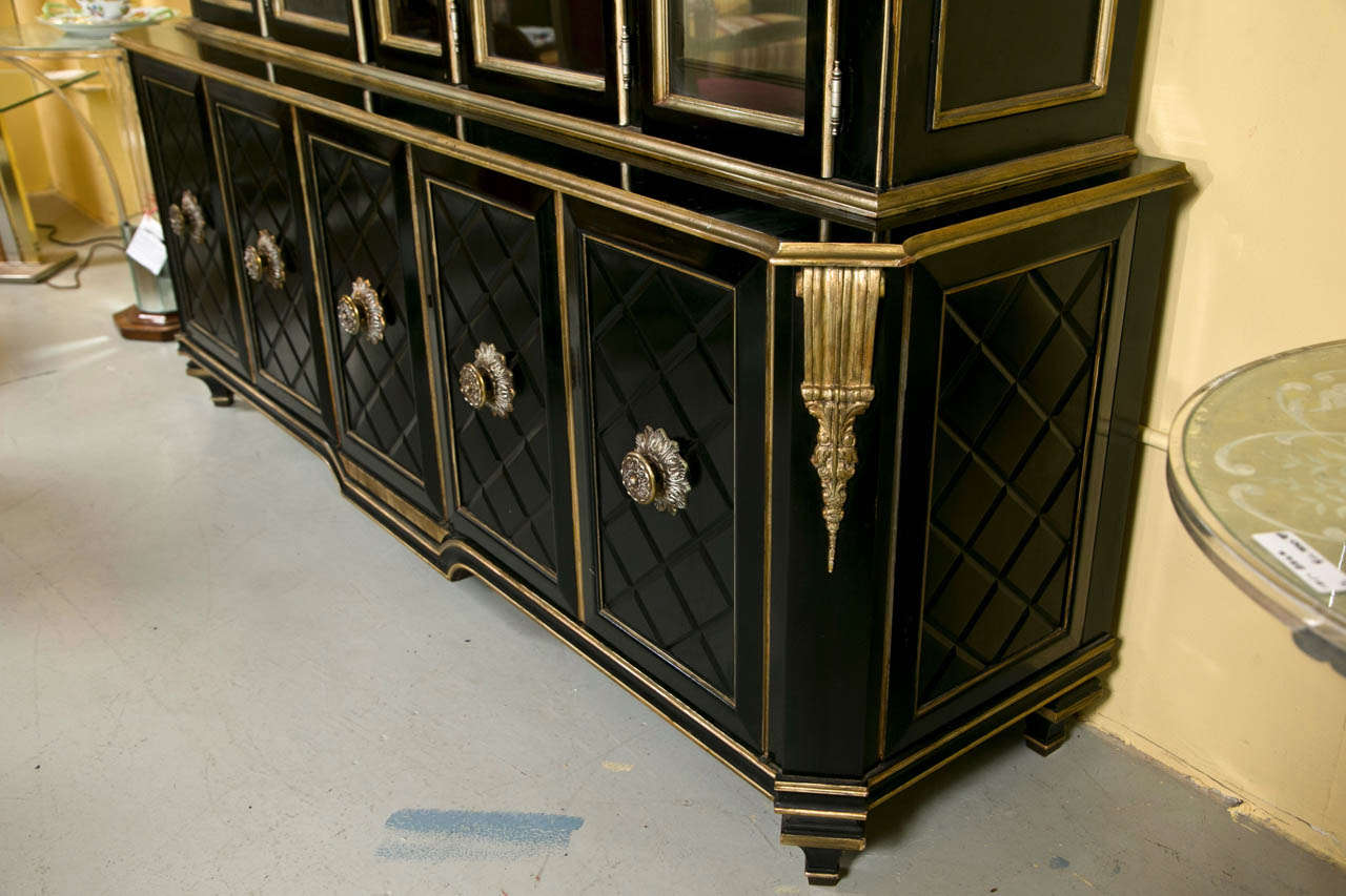 Hollywood Regency Style Ebonized Breakfront Grosfeld House at 1stDibs