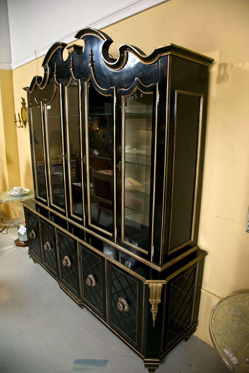 Hollywood Regency Style Ebonized Breakfront Grosfeld House at 1stDibs