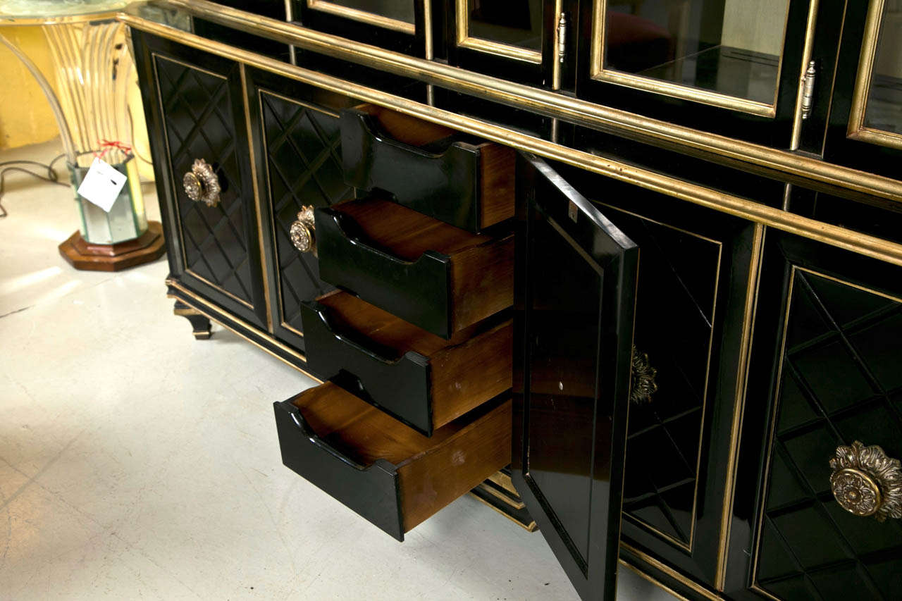 Hollywood Regency Style Ebonized Breakfront Grosfeld House at 1stDibs