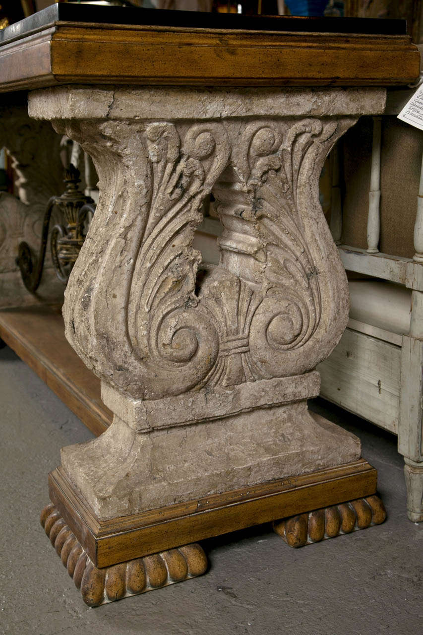 Spanish Colonial Style Stone Top Console Table at 1stDibs