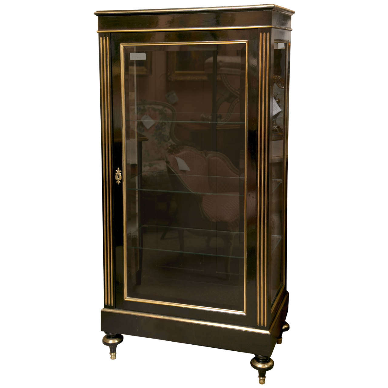 Napoleon Style Ebonized Vitrine Cabinet at 1stDibs