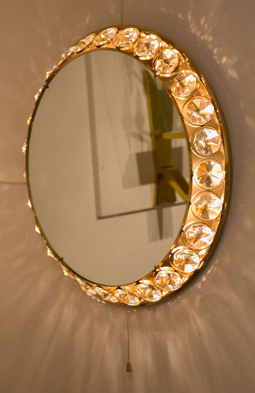 Circular Lighting "Diamond" Mirror by Bakalowits, Austria, 1960s For ...