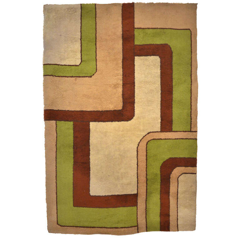 Skandinavischer Mid-Century Modern Rya-Teppich mit geometrischem Design ...