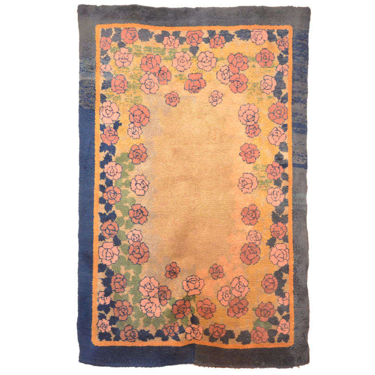 Celadon Green French Art Deco Minimalist Rug For Sale at 1stDibs