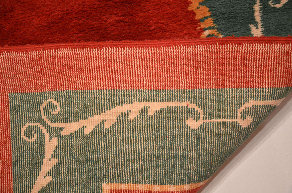 French Mid-Century Modern Red Wool Rug in the style of André Arbus For ...