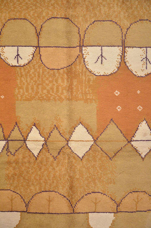 Vintage Garden Design Rug Monogrammed Eva Nemeth, 1970's For Sale at ...