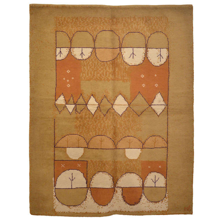 Vintage Garden Design Rug Monogrammed Eva Nemeth, 1970's For Sale at ...