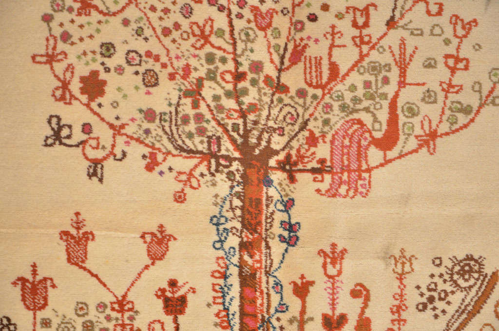 Vintage Tree Of Life Design Rug Monogrammed Eva Nemeth, 1970's at ...