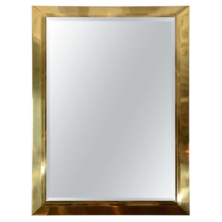 A Rectangular Brass Mirror Frame with Bevel Edged Mirror. at 1stDibs