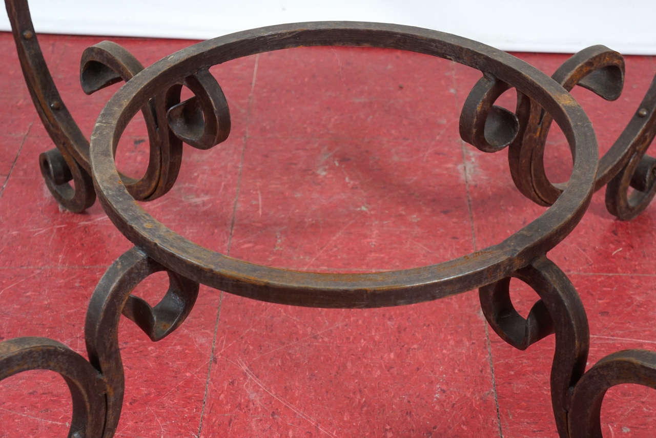 Rustic Outdoor or Indoor Round Teak Wood and Metal Base Dining Table at ...