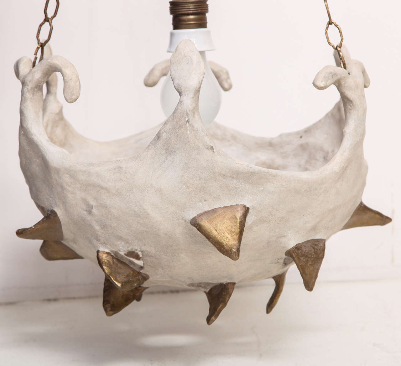 Unique Plaster Chandelier in White and Gold at 1stDibs