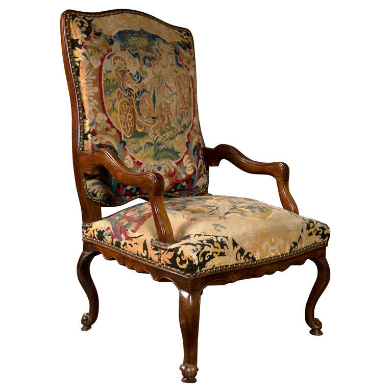 Italian walnut fauteuil, mid 18th c. at 1stDibs