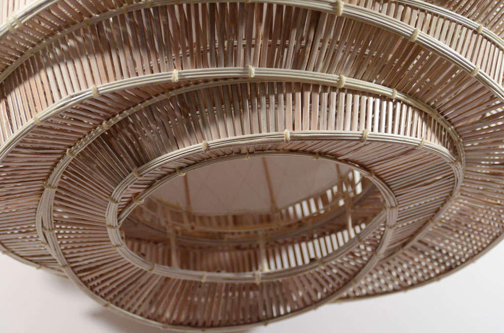 Thai Whitewash Bamboo "Bee Hive" Light For Sale at 1stDibs