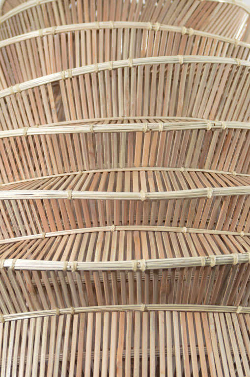 Thai Whitewash Bamboo "Bee Hive" Light For Sale at 1stDibs