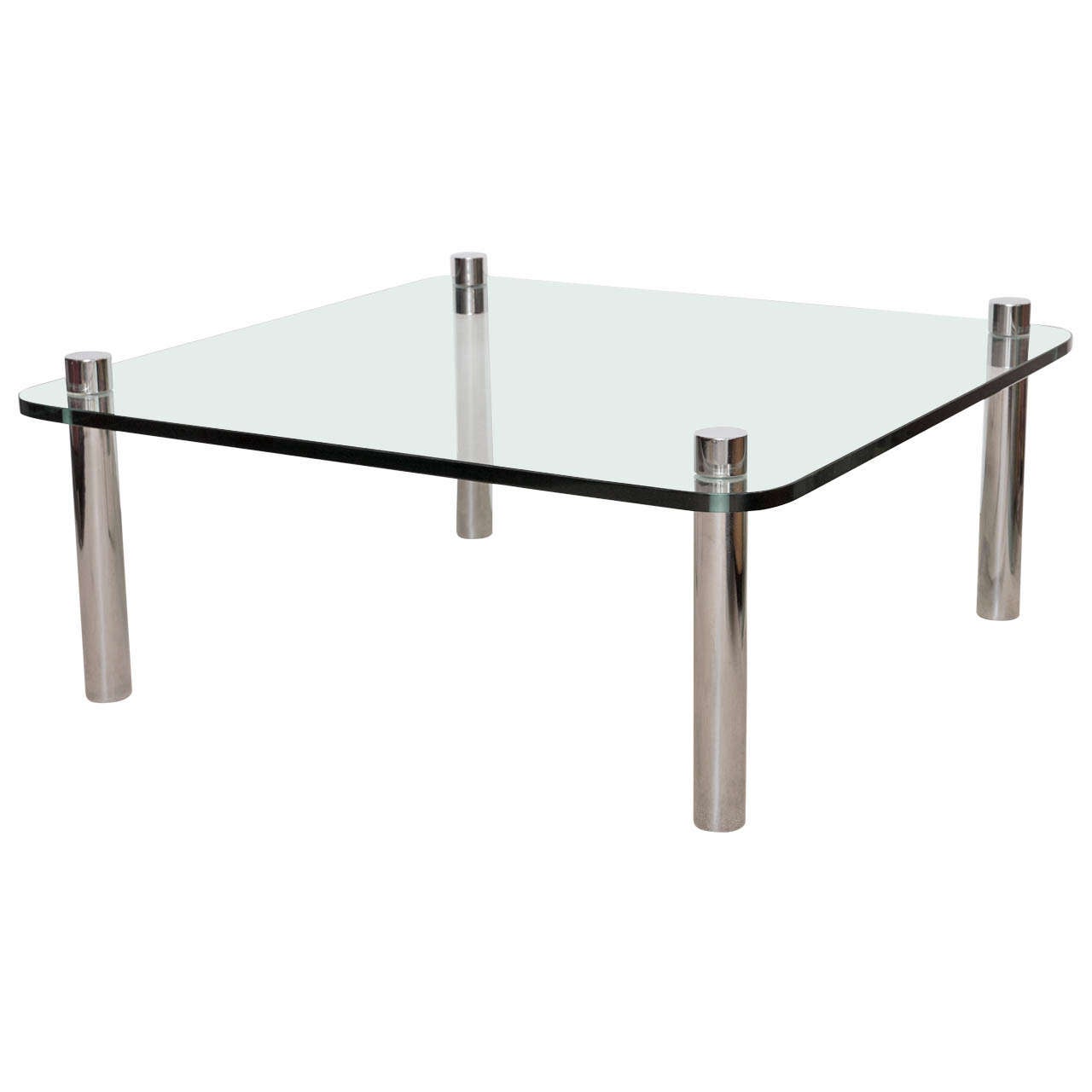 Minimalist Pace Style Chrome and Glass Cocktail table For Sale at 1stDibs