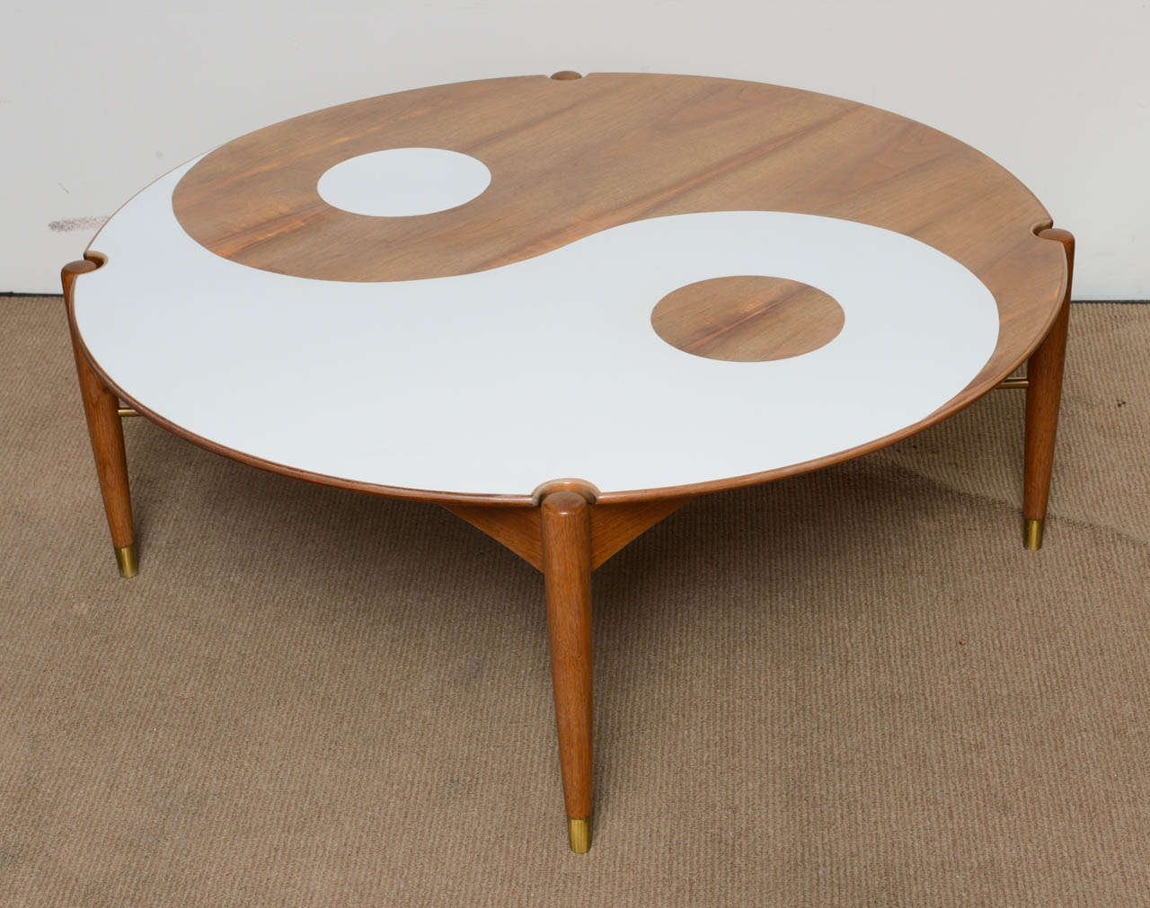 Yin and Yang Mid-Century Modern Round Walnut Swedish Coffee Table at ...