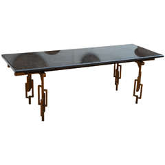 Geometric Table with Marble Top at 1stDibs