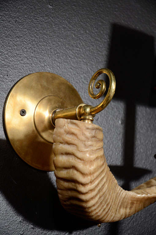 Pair of Stylized Vintage Ram Horn Sconces at 1stDibs