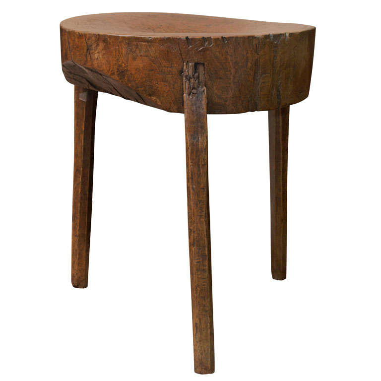 Primitive French Walnut Chopping Block at 1stDibs