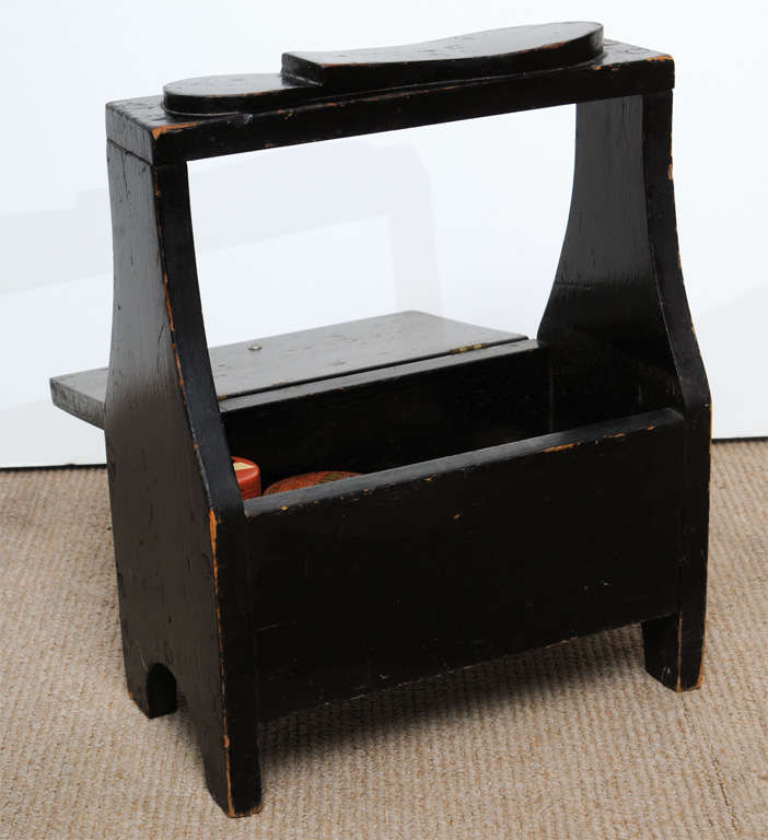 Antique black shoe-shine box at 1stDibs | shoe shine box antique ...