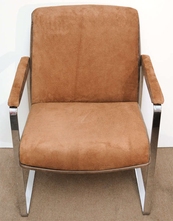 Leather and Chrome Arm Chair For Sale at 1stDibs