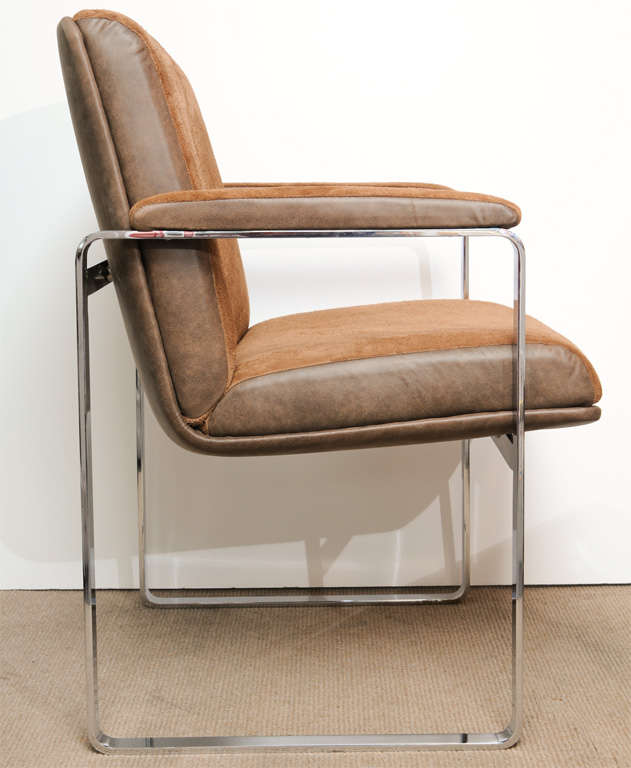 Leather and Chrome Arm Chair For Sale at 1stDibs