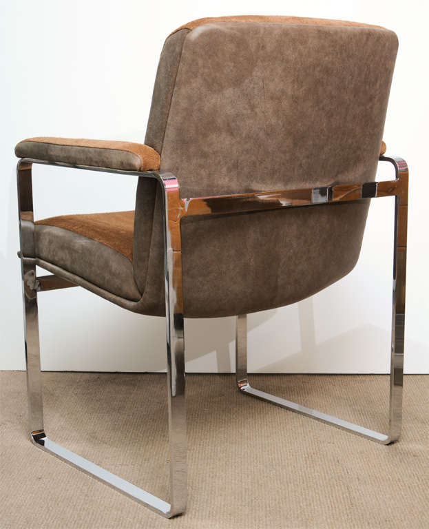 Leather and Chrome Arm Chair For Sale at 1stDibs