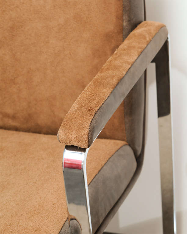 Leather and Chrome Arm Chair For Sale at 1stDibs