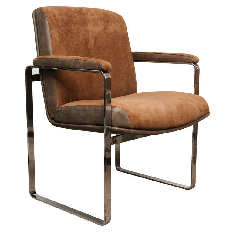 Leather and Chrome Arm Chair For Sale at 1stDibs