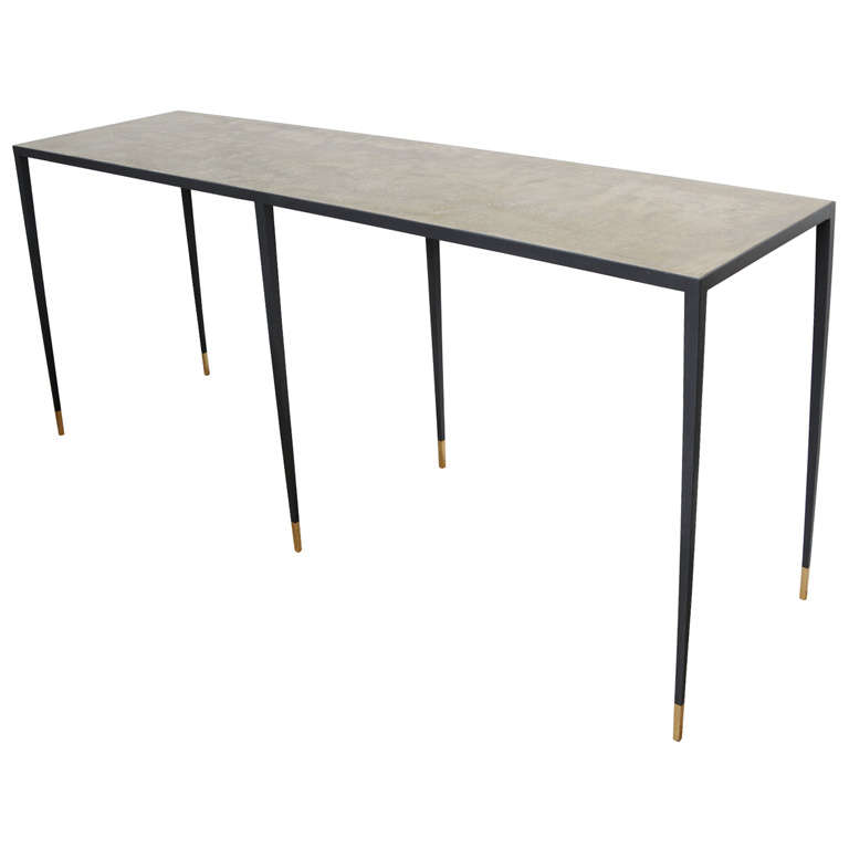 JMF Style Polished Concrete and Iron Console For Sale at 1stDibs