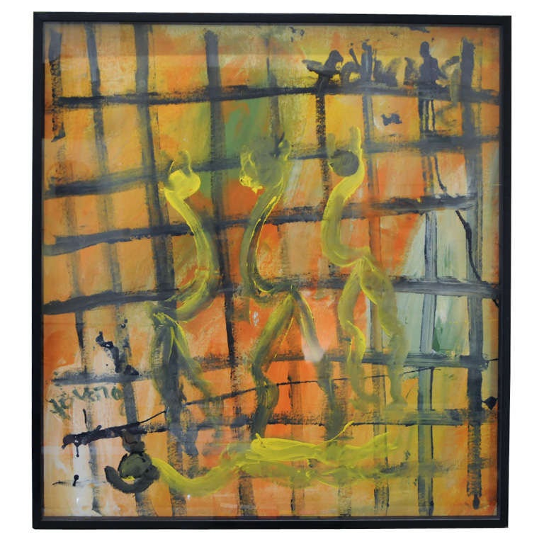 Purvis Young Framed Original Oil Painting on Vinyl For Sale at 1stDibs ...