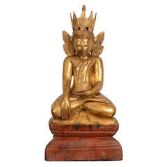 Seated Crown Buddha in Royal Attire at 1stDibs