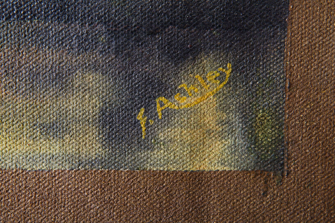 1940 Oil on Weave New York City Skyscraper Painting Attributed to Frank ...