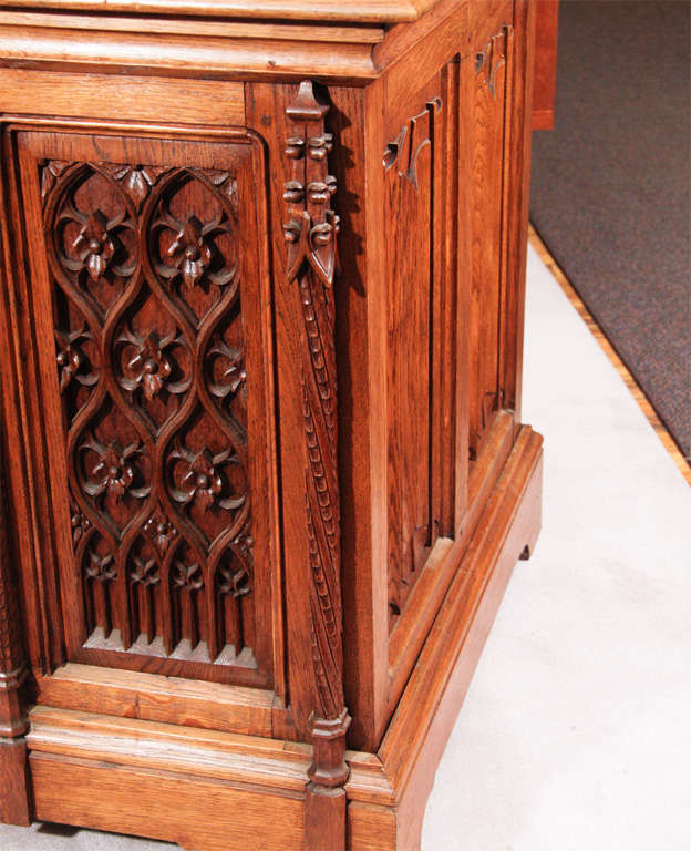 Ornate Gothic Style Leather Top Writing Desk at 1stDibs