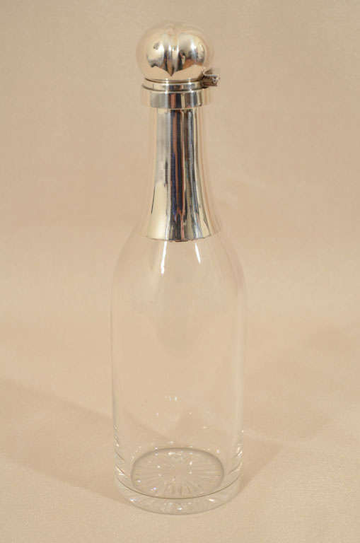 English Sterling Silver and Crystal Champagne Half-Bottle Decanter at ...