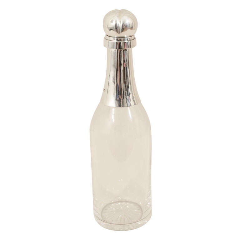 English Sterling Silver and Crystal Champagne Half-Bottle Decanter at ...