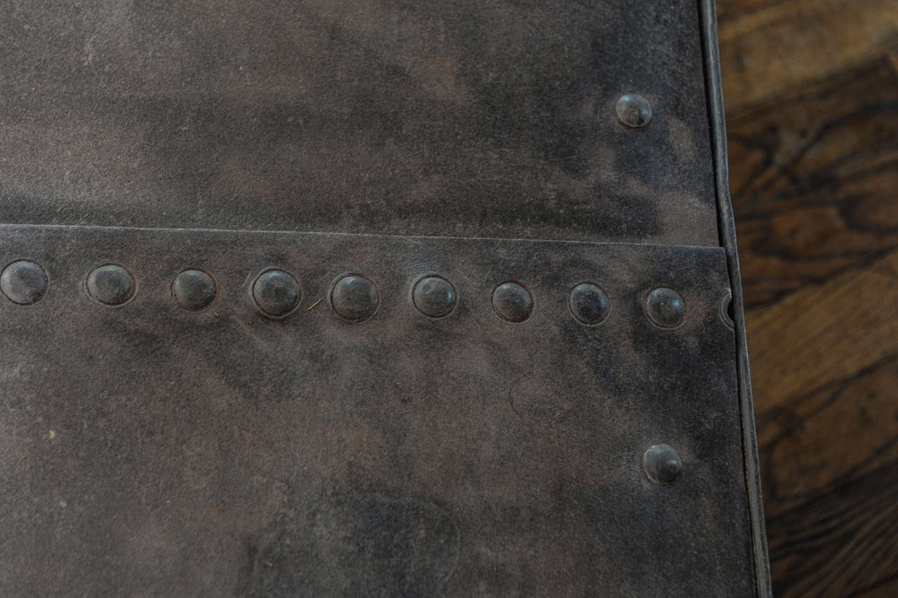 French Industrial Polished Weathered Riveted Steel Coffee or Center ...