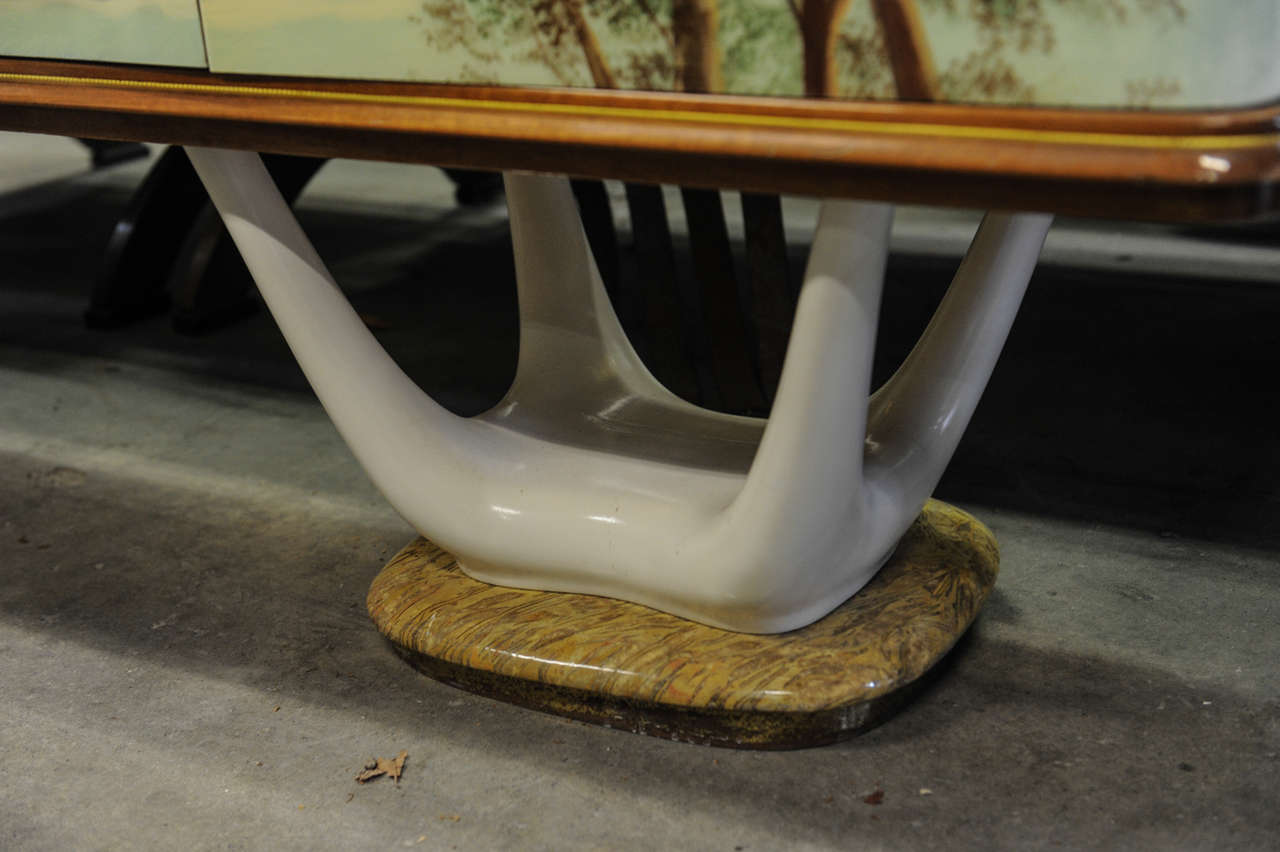 Unusual 1960s French Hand-Painted Wooden Sideboard, Decorated with ...