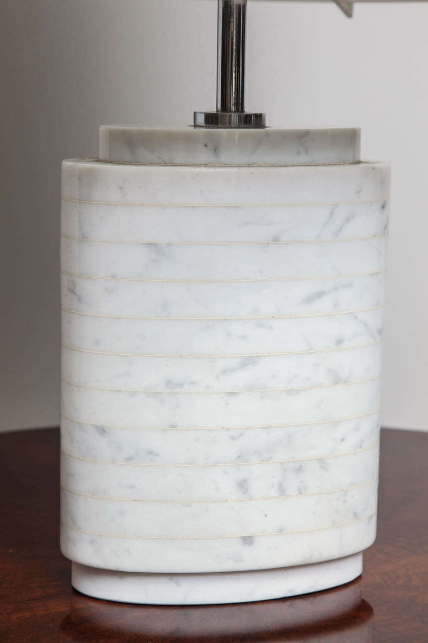 Modern Marble Table Lamp with Milk Glass Shade at 1stDibs