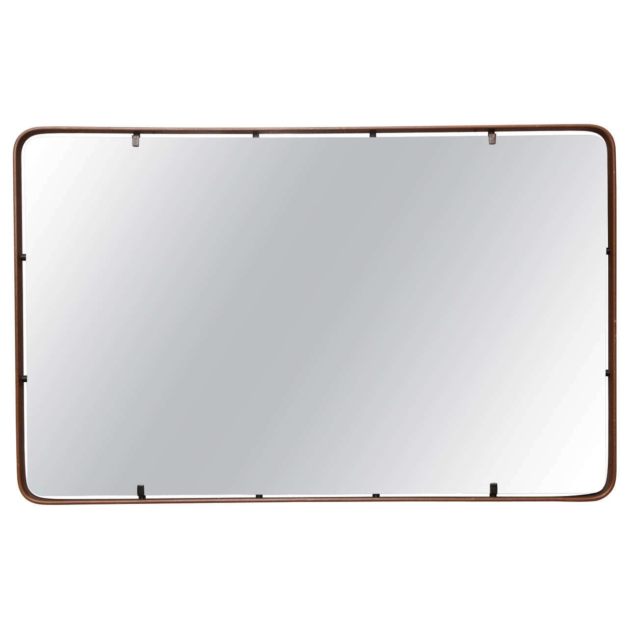 Modernist Mirror "Floating" In A Leather Wrapped Frame. For Sale at 1stDibs